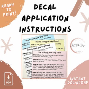 PRINTABLE Vinyl Decal Instructions - Decal Directions - Decal Packaging ...