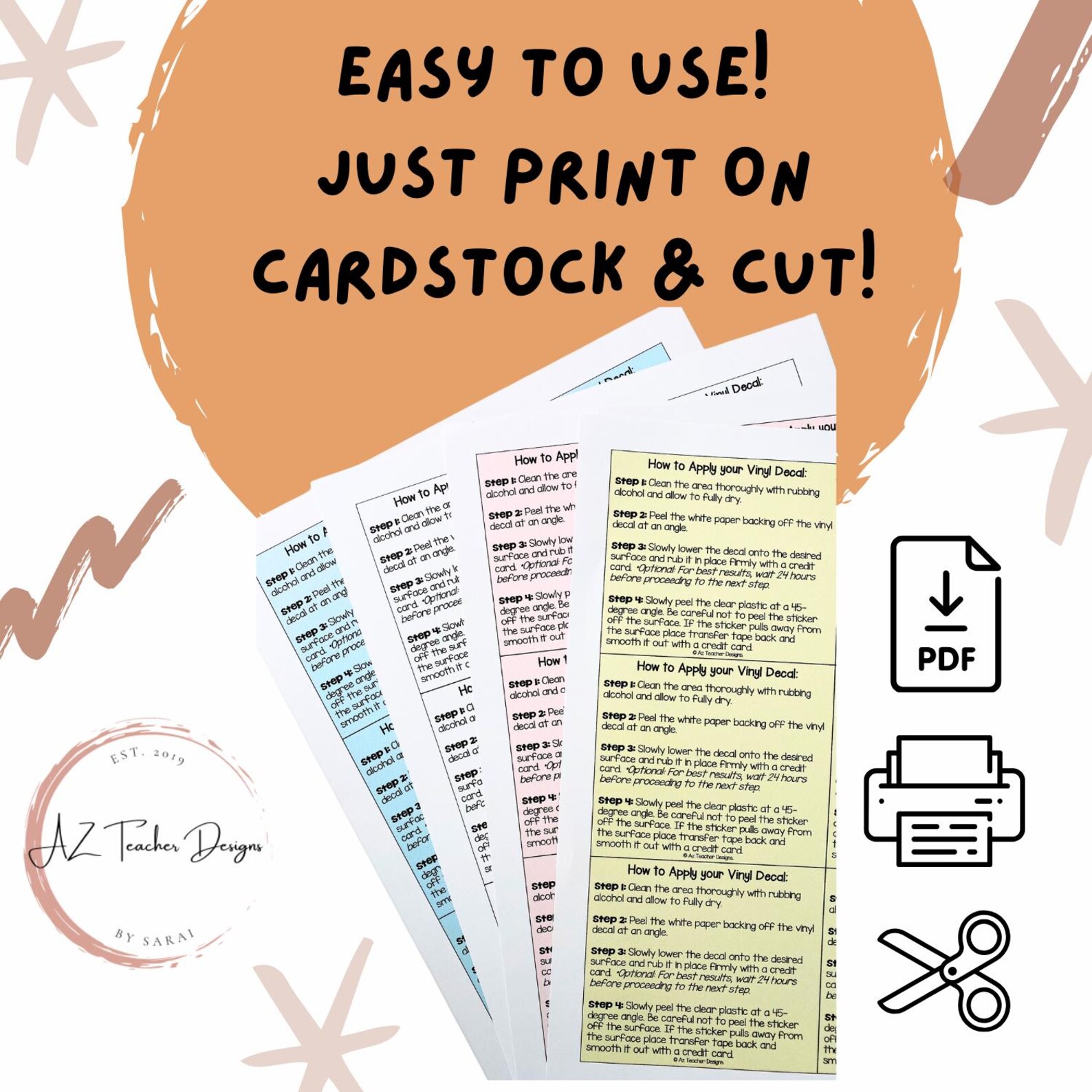 PRINTABLE Vinyl Decal Instructions - Decal Directions - Decal Packaging ...