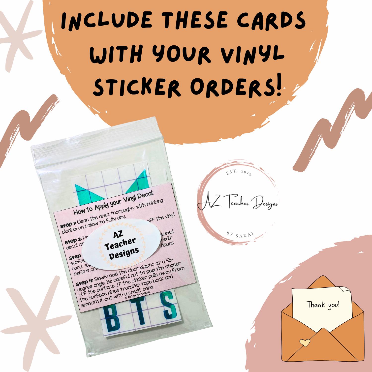 PRINTABLE Vinyl Decal Instructions - Decal Directions - Decal Packaging ...