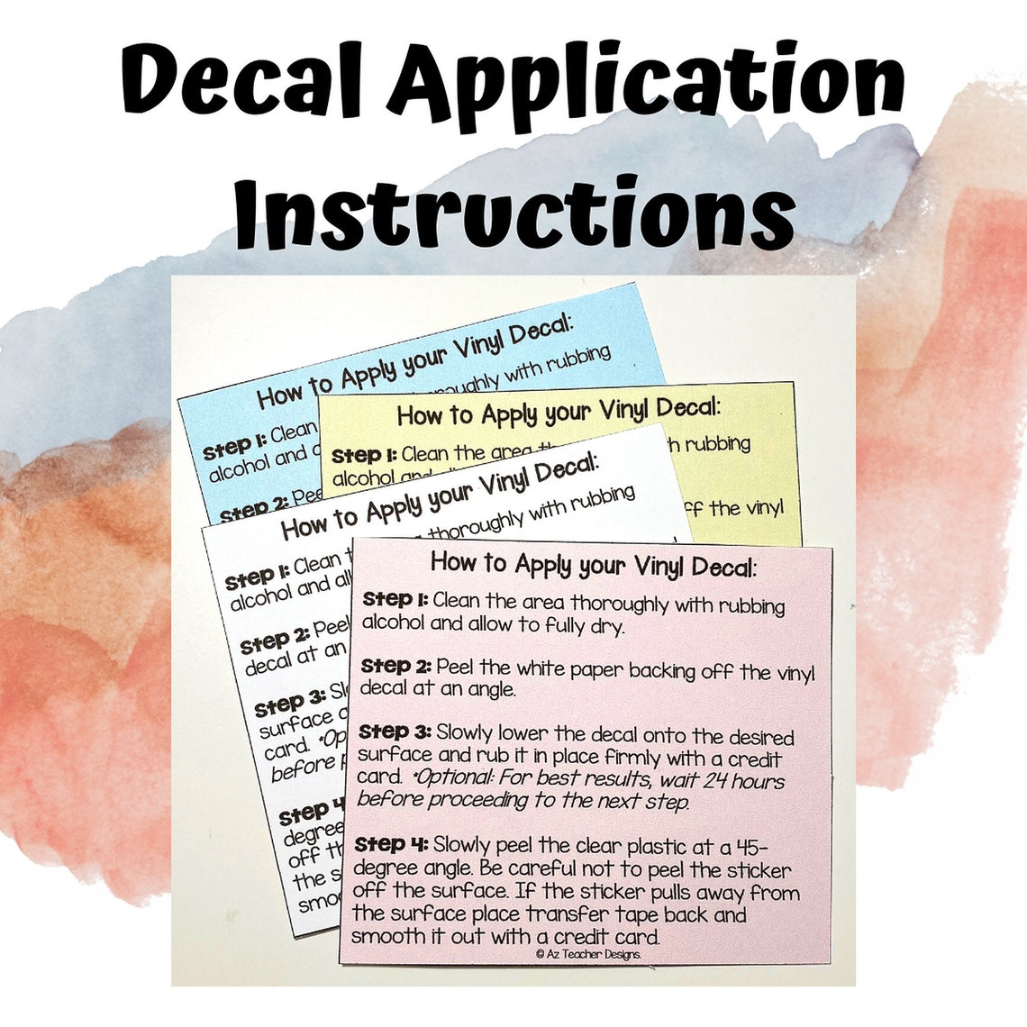 PRINTABLE Vinyl Decal Instructions Decal Directions Decal Packaging ...