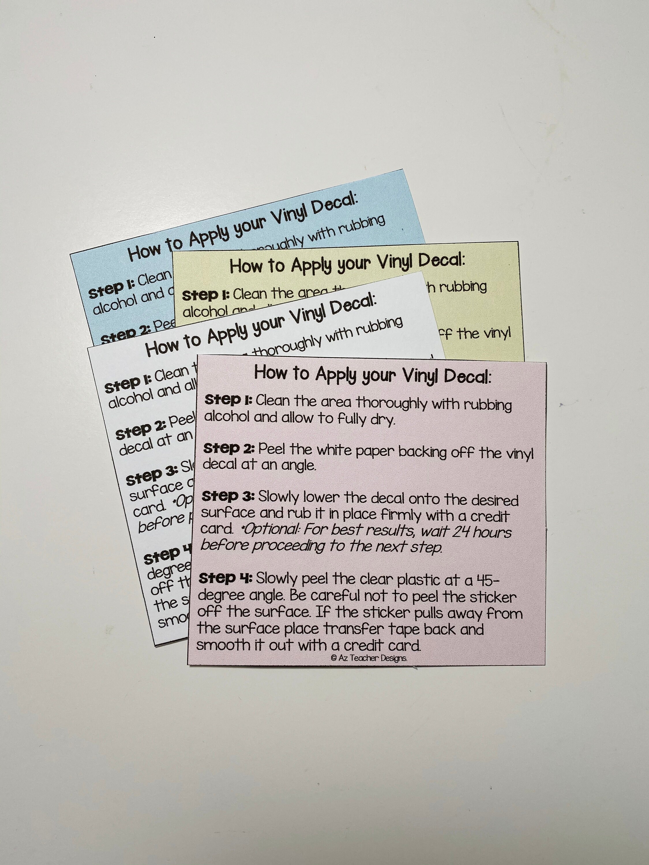 PRINTABLE Vinyl Decal Instructions Decal Directions Decal Packaging ...