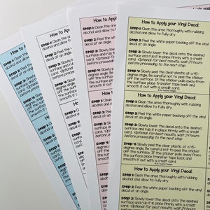 PRINTABLE Vinyl Decal Instructions Decal Directions Decal Packaging ...