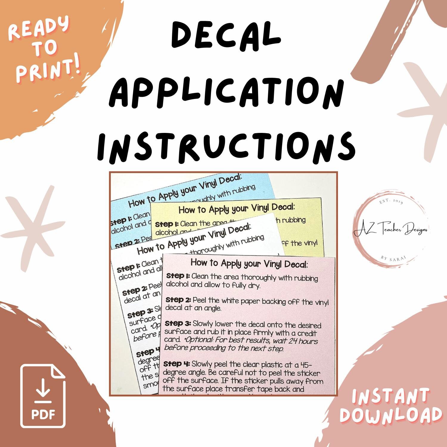 PRINTABLE Vinyl Decal Instructions - Decal Directions - Decal Packaging ...