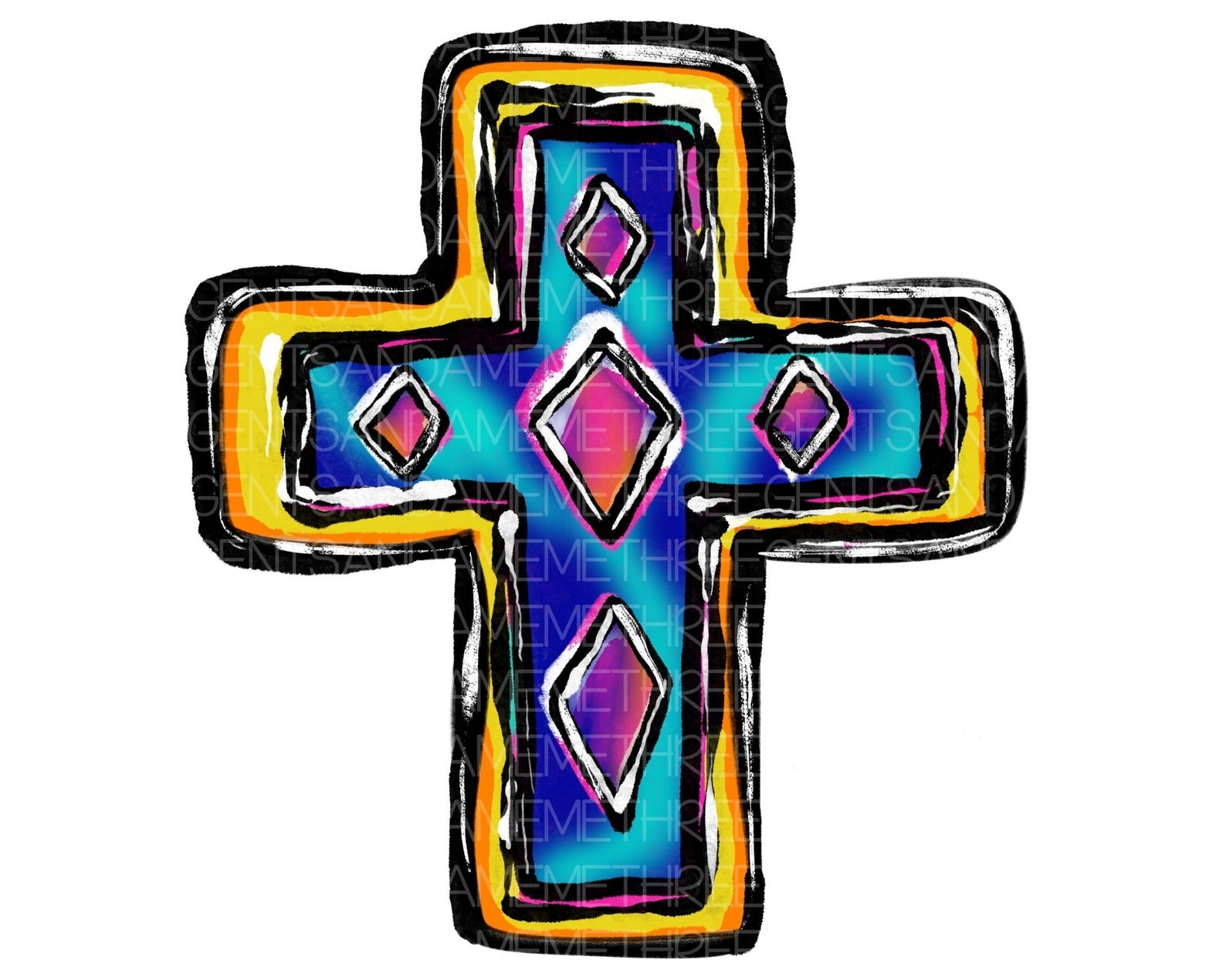 DTF Transfer Cross Printable PNG, Stained Glass Cross, Christian ...