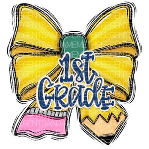 Back to School Coquette Bow Png, Custom Grade Level Printable, Pencil ...