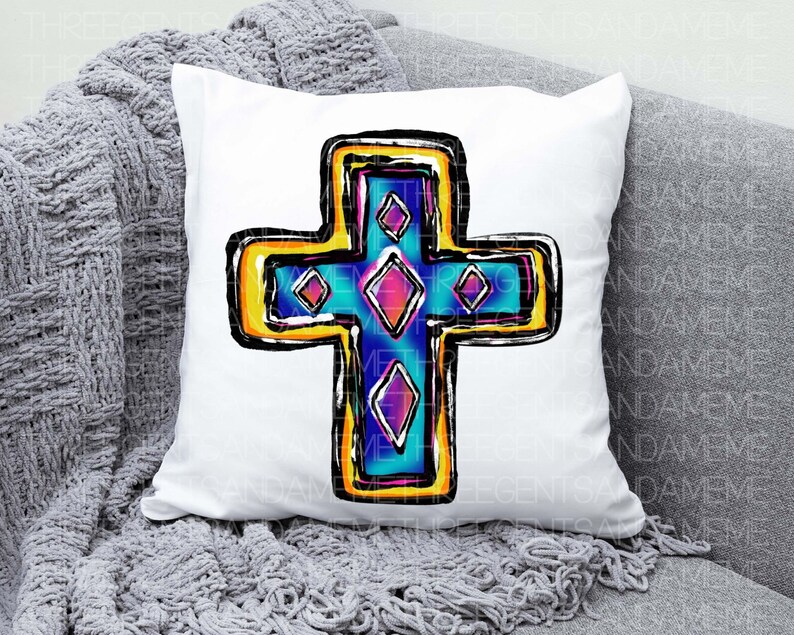 DTF Transfer Cross Printable PNG, Stained Glass Cross, Christian ...