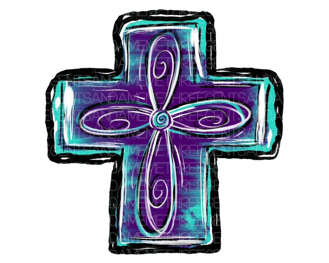 DTF Transfer Cross Printable PNG, Hand Drawn Cross, Christian ...