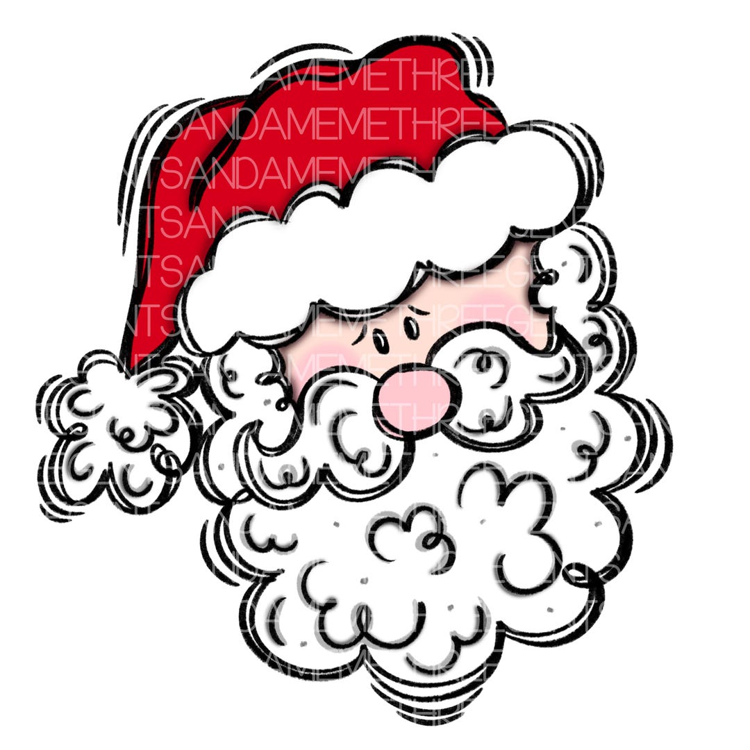 Santa Sublimation Design, Hand Drawn Light Skin Santa, PNG, Instant ...