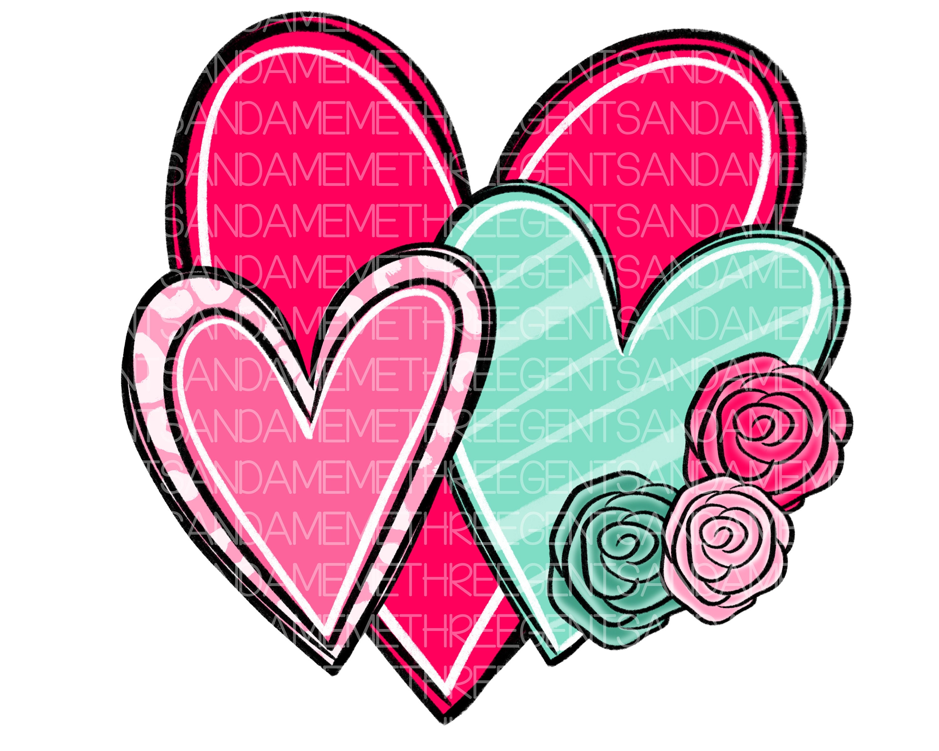 Valentines Day PNG, Hand Drawn Sublimation, Heart Sticker, Instant ...