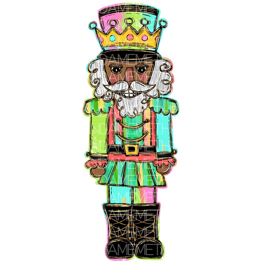 Preppy Nutcracker Sublimation Design, Hand Drawn Dark Skin Skin PNG ...