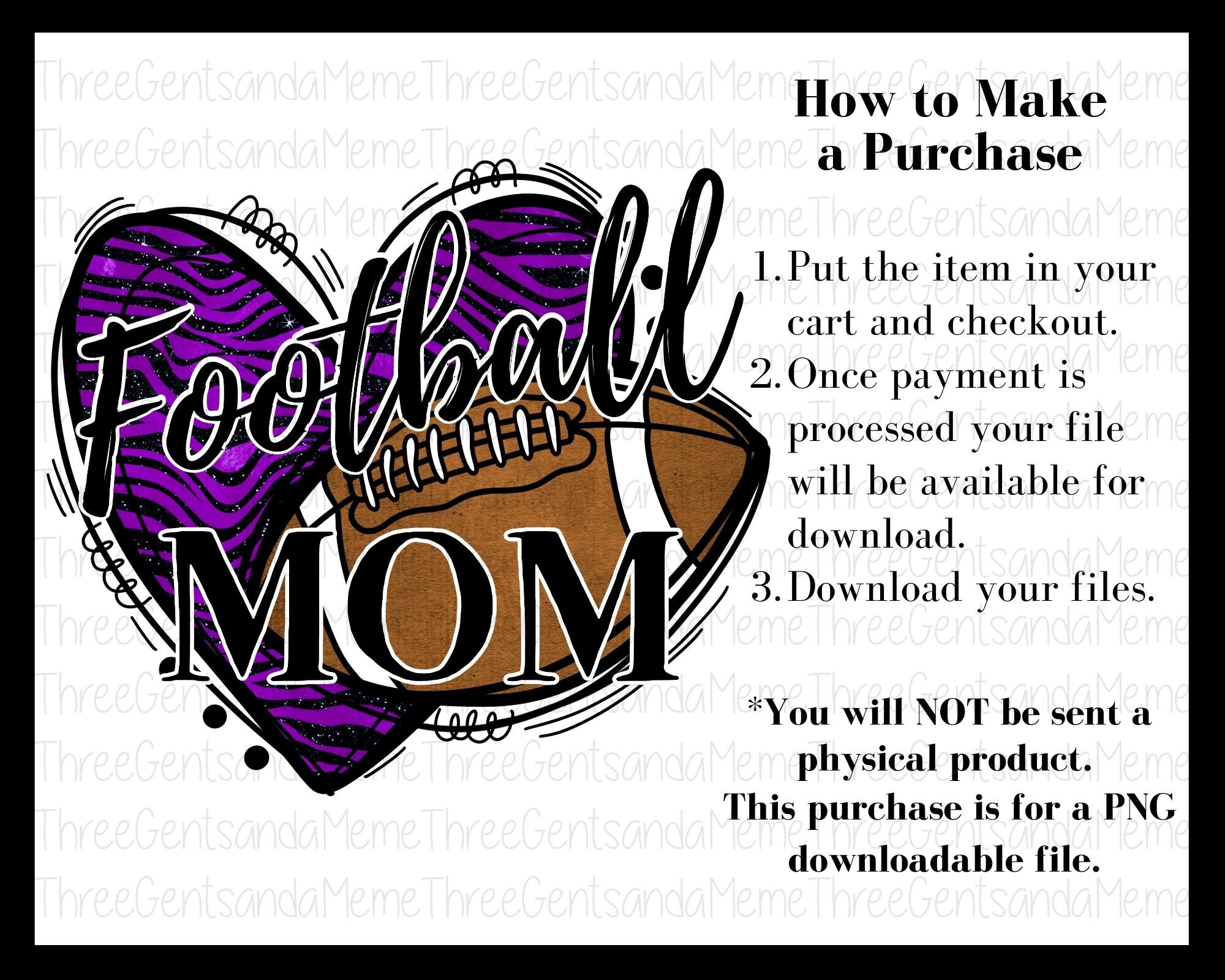 Purple Zebra Print Football Mom Transparent PNG for Instant - Etsy