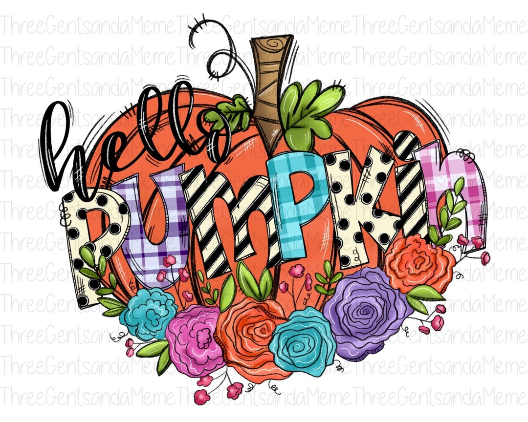 Hello Pumpkin, Fall Instant Digital Download, Watercolor Fall ...