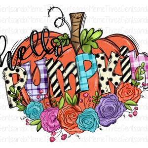 Hello Pumpkin, Fall Instant Digital Download, Watercolor Fall ...