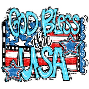 Patriotic Flag PNG File, God Bless the USA Instant Digital Download PNG ...