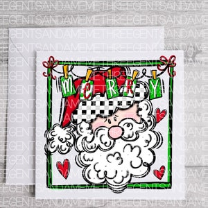 Santa Sublimation Design, Hand Drawn Merry Christmas PNG, Instant ...