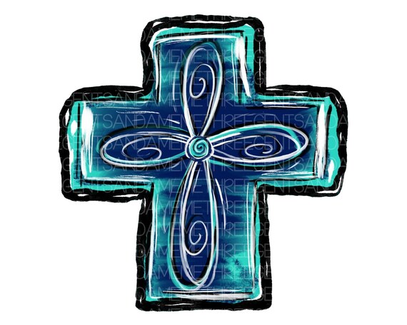 DTF Transfer Cross Printable PNG Hand Drawn Cross Christian | Etsy