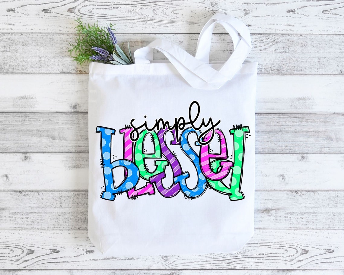 Simply Blessed Instant Digital Download PNG Bright Colored | Etsy