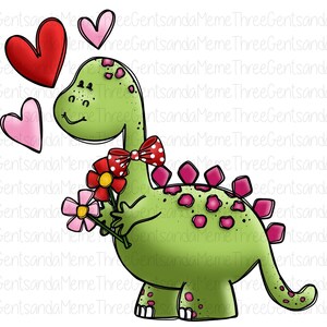 Valentine's Day Dinosaur Printable, Instant Digital Download PNG, Hand ...