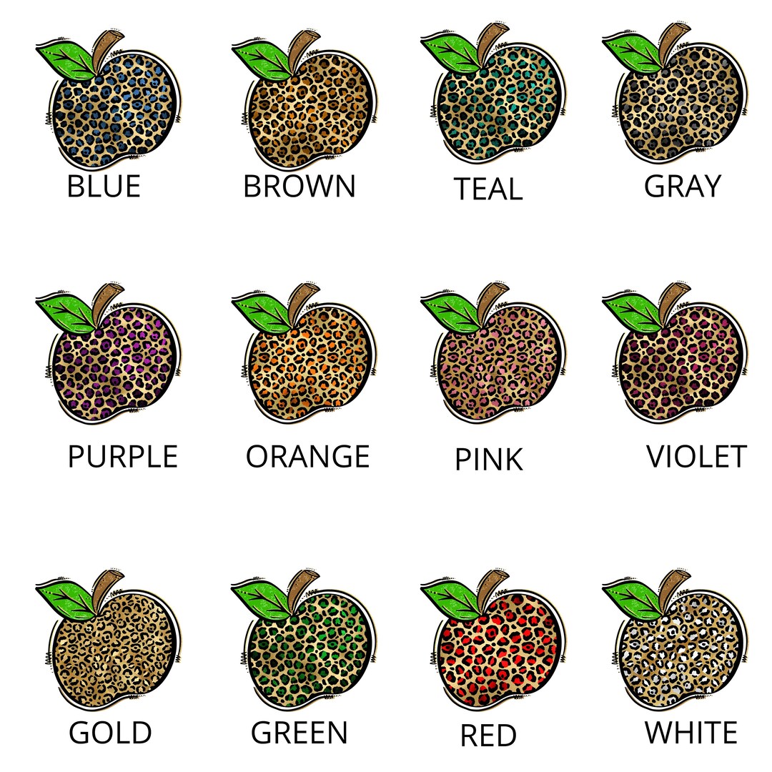 TWELVE Cheetah Print Foil Apples, Teacher Shirt, Leopard Apples ...