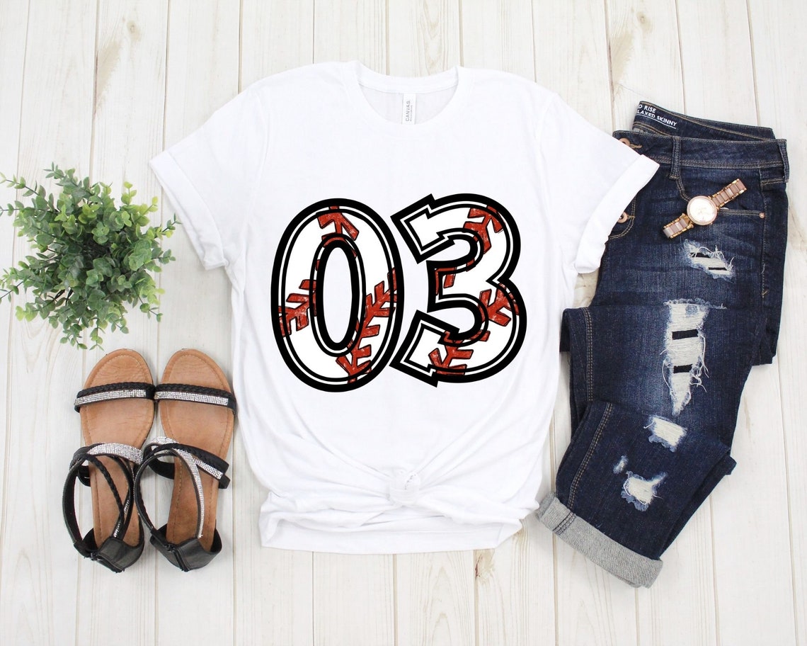 Baseball Numbers 0-9 with Hand Drawn Stitches Baseball Jersey | Etsy