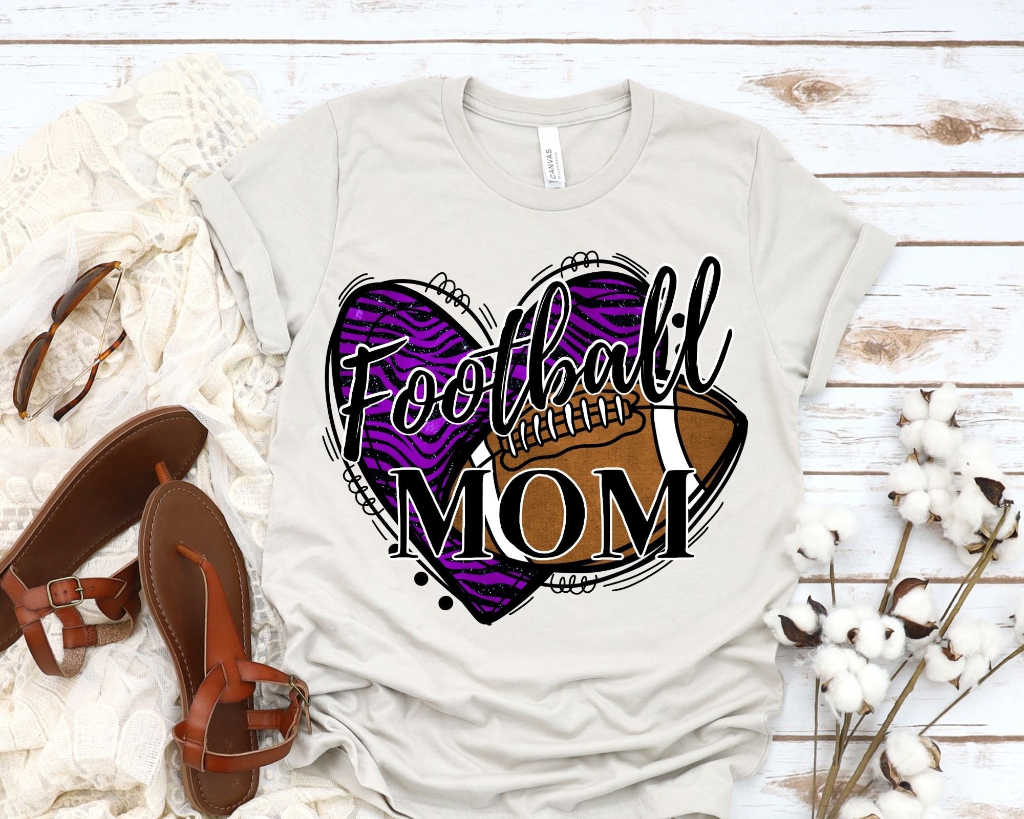 Purple Zebra Print Football Mom Transparent PNG for Instant Download ...