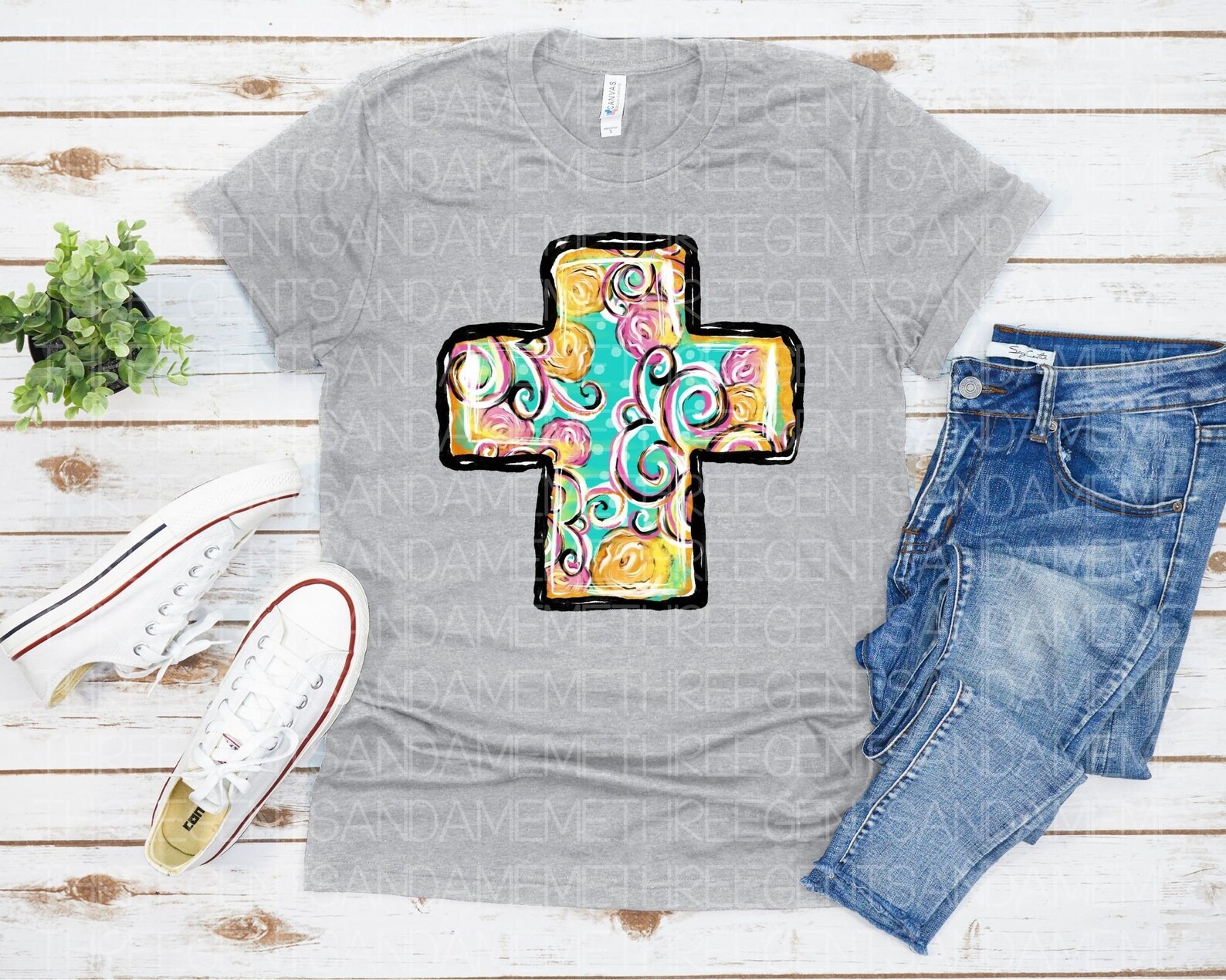 DTF Transfer Cross Printable PNG, Hand Drawn Cross, Christian ...