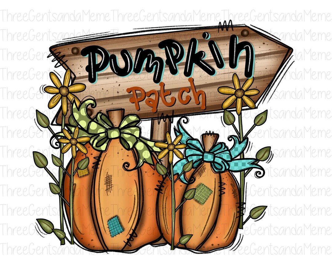 Pumpkin Patch Fall Instant Digital Download PNG, Hand Drawn Whimsical T ...
