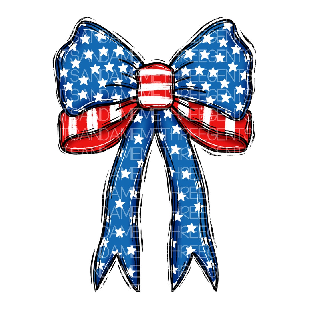 Patriotic Coquette Bow PNG File, July 4th American Flag, Cute USA ...