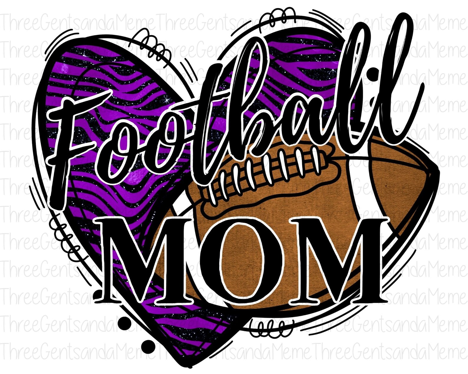 Purple Zebra Print Football Mom Transparent PNG for Instant Download ...