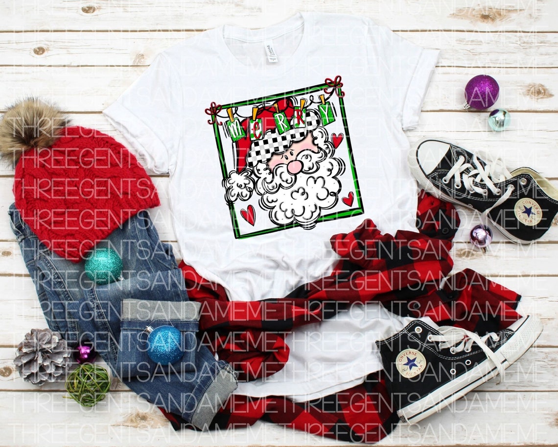 Santa Sublimation Design Hand Drawn Merry Christmas PNG - Etsy