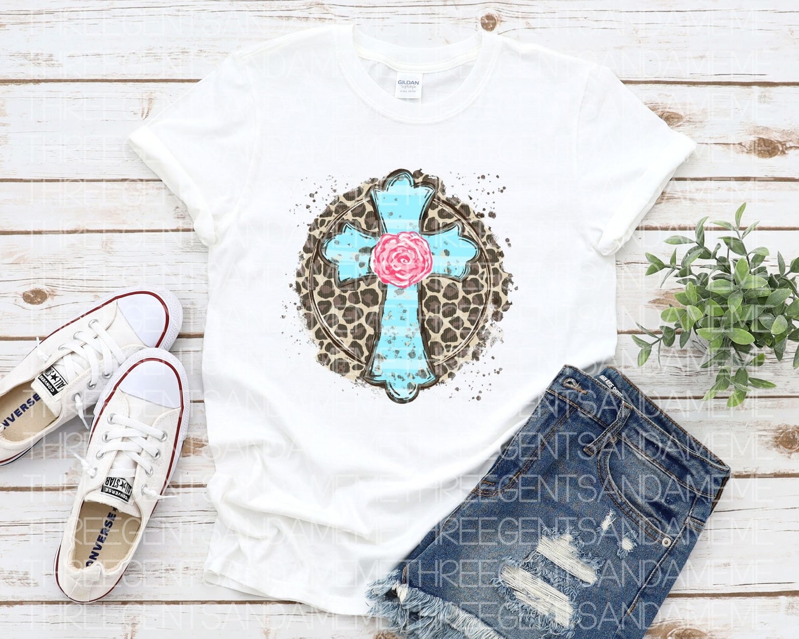 Cheetah and Rose Cross PNG, Religious Sublimation Design, Transfer ...