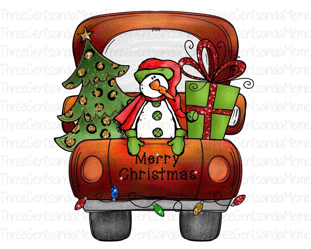 Snowman in Truck Instant Digital Download PNG, Merry Christmas ...