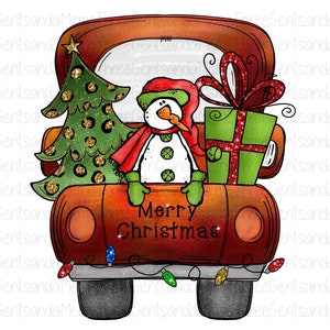Snowman in Truck Instant Digital Download PNG, Merry Christmas ...