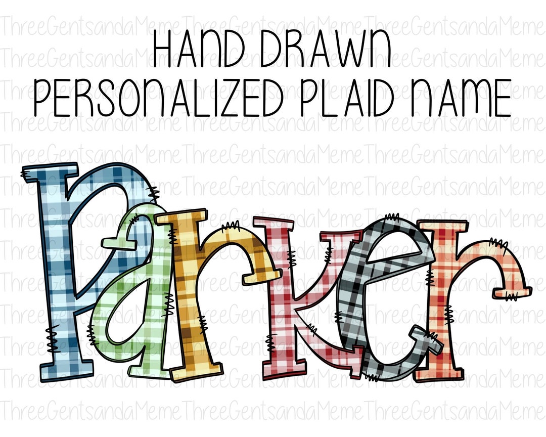 Personalized Name PNG for Kids, Hand Drawn Baby Shower PNG, Plaid Name ...