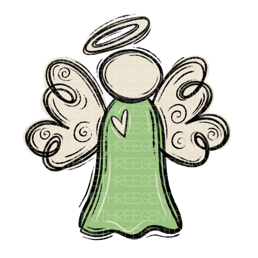 Angel Design, Hand Sketched Instant Digital Download, Ready to Print ...