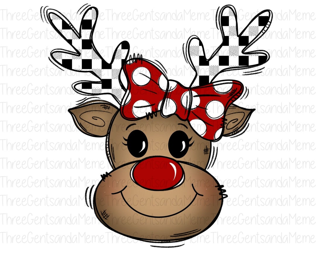 Reindeer Sublimation Design Instant Digital Download PNG, Hand Drawn T ...