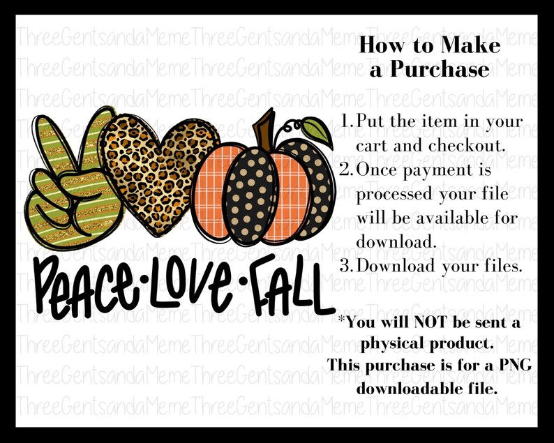 Peace Love Fall Instant Digital Download Fall PNG, Hand Drawn T-shirt ...