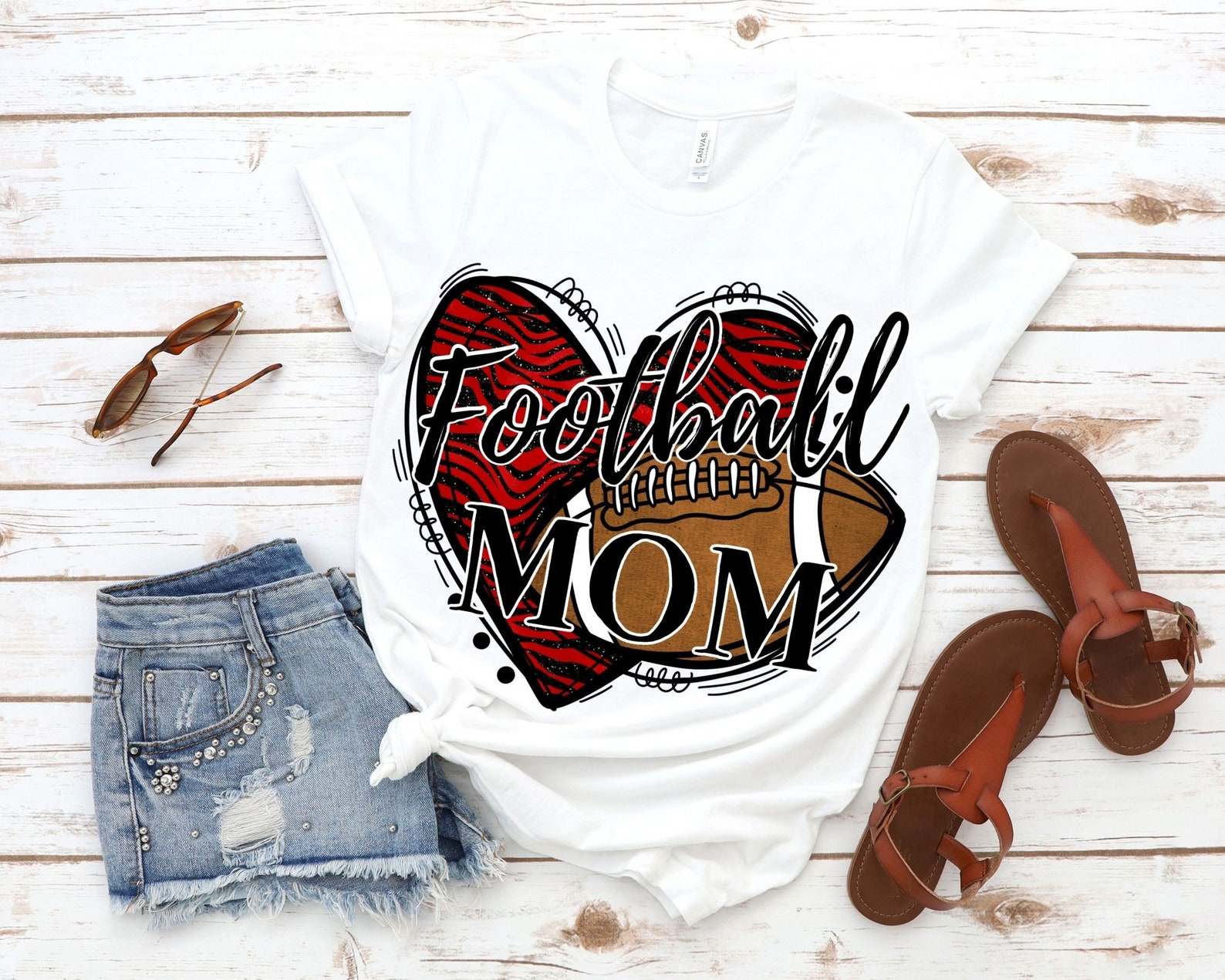 Red Zebra Print Football Mom Transparent PNG for Instant Download ...