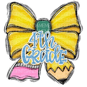 Back to School Coquette Bow Png, Custom Grade Level Printable, Pencil ...