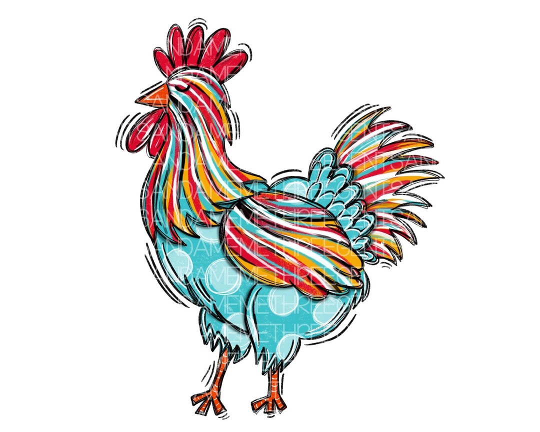 Bright Chicken, Printable DTF Transfer PNG, Farm Shirt Design for ...