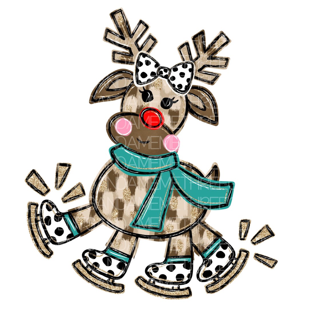 Girl Reindeer Sublimation Design, Hand Drawn Reindeer, PNG, Instant ...