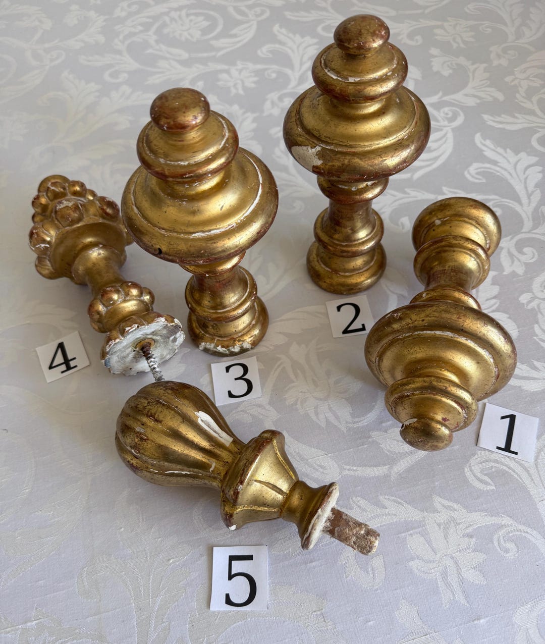 1 - Item #5 - Individual Antique French Gilded Wood Finials (*priced ...