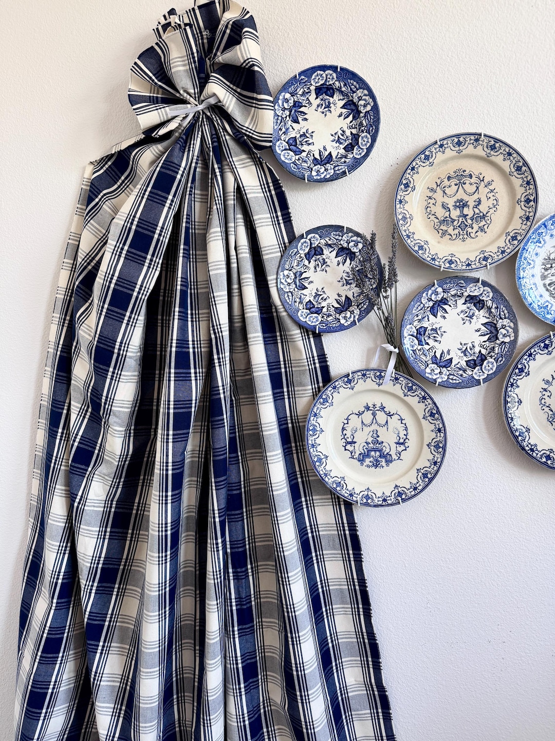 Blue and White Vintage French Plaid Fabric - 5.27 Yards - Etsy