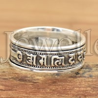 Chain-style Tibetan Prayers Symbols Buddhism Sterling Silver Ring ...