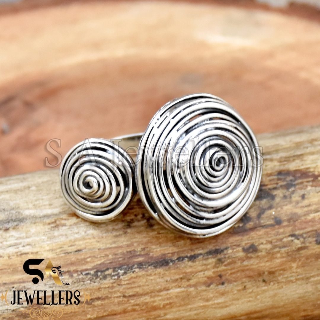 Handmade Sterling Silver Double Coil Spiral Ring, Dainty Anniversary ...