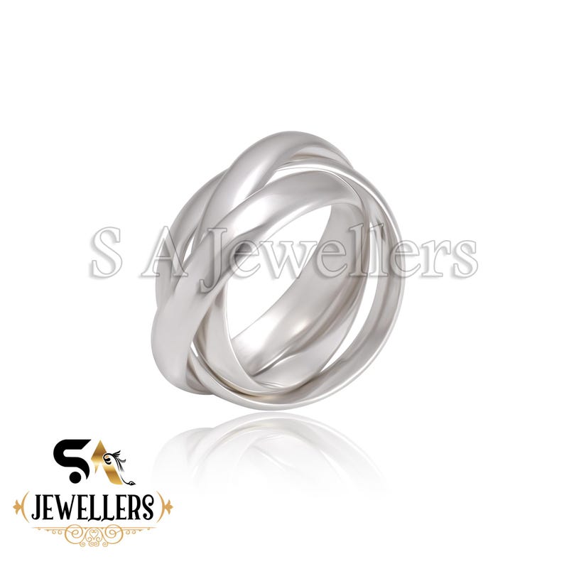 Sterling Silver Triple Rolling Ring: Handmade Interlocked Band - Etsy