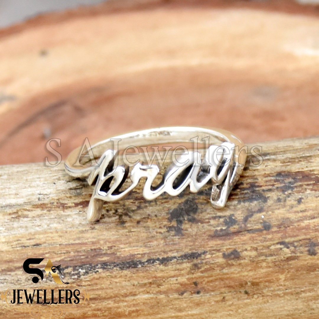 Pray Ring: Sterling Silver Cursive Christian Jewelry - Etsy