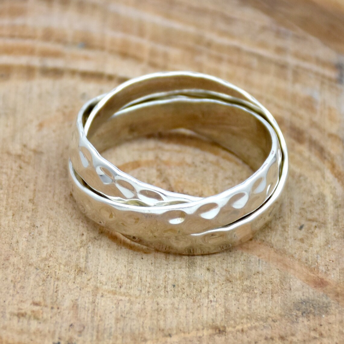 925 Sterling Silver Triple interlocked Ring Three Rolling | Etsy