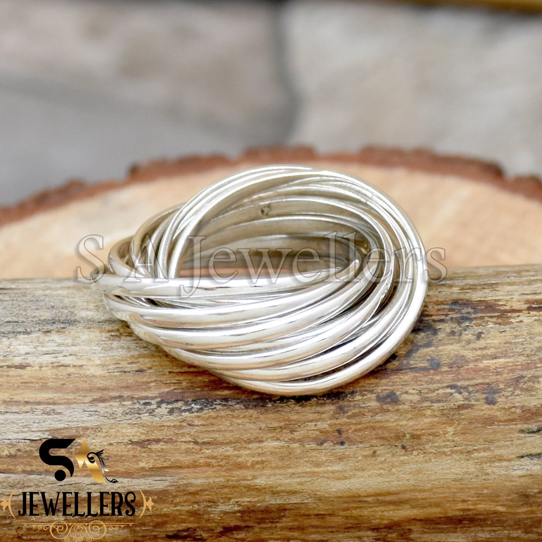 Sterling Silver Rolling Ring: Handmade Interlocked Band Ring - Etsy