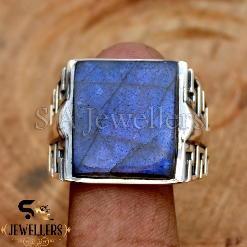 Labradorite Men's Ring 925 Sterling Silver Ring Handmade - Etsy